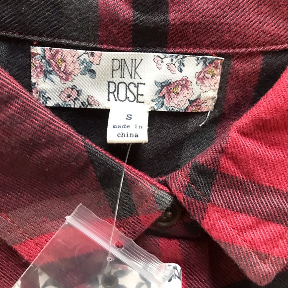 Pink Rose | Tops | Nwt Pink Rose Plaid Flannel Buttoned Womens Shirt ...